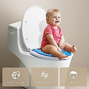Upgrade Portable Potty Seat with Splash Guard for Toddler, Foldable Travel Potty Seat with Carry Bag, Non-Slip Pads Toilet Potty Training Seat Covers for Baby, Toddlers and Kids (Blue)