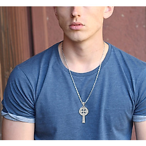 US Jewels 925 Sterling Silver 1.625in Irish Celtic Knot Cross Polished Finish Pendant