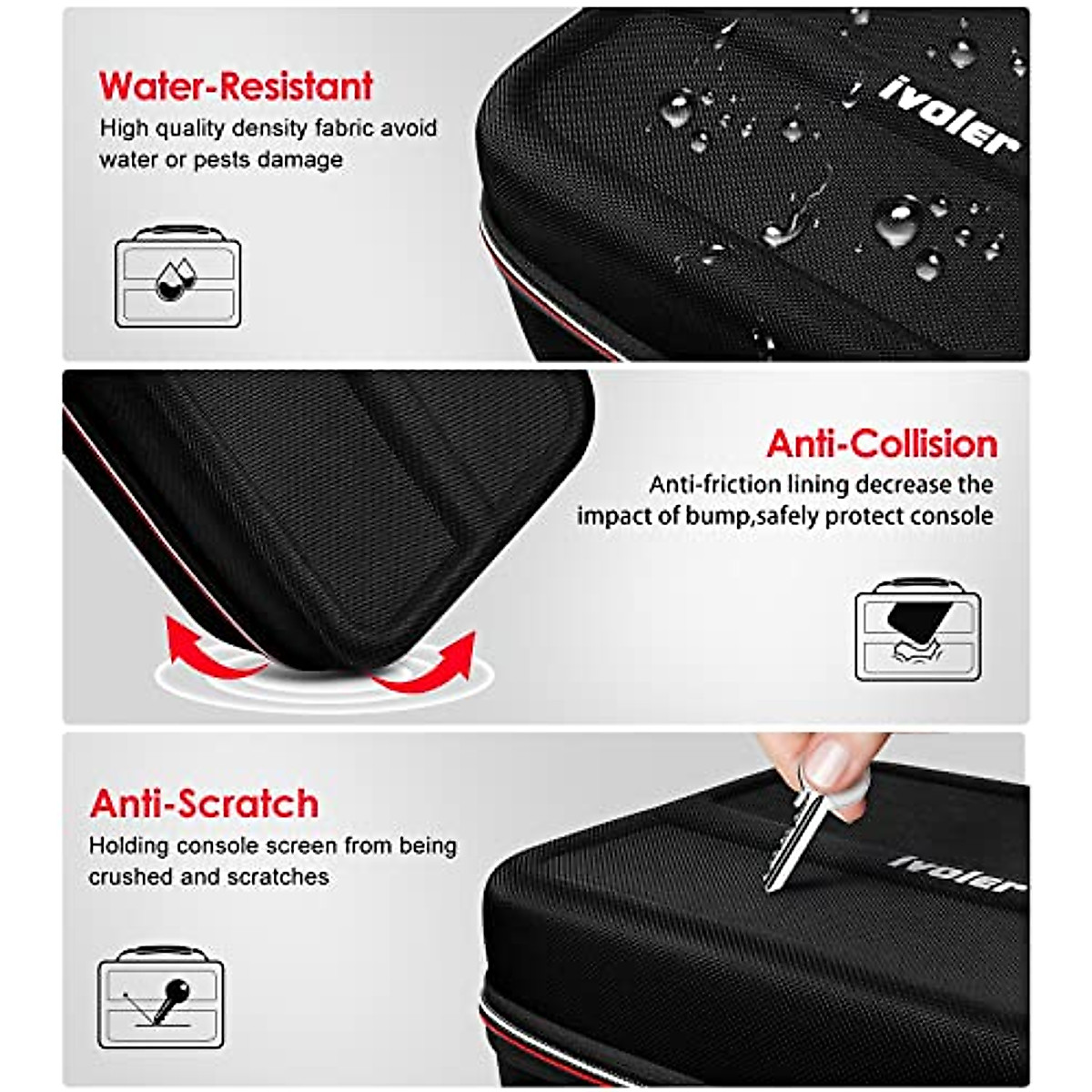 ivoler Carrying Storage Case for Nintendo Switch/For Switch OLED Model (2021),Portable Travel All Protective Hard Messenger Bag Soft Lining 18Games for Switch Console Pro Controller Accessories Black