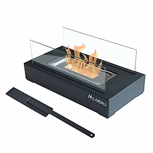 Ocean Rock Modeno Tabletop Fire Pit Small Fire Pit Bio Ethanol Firepits L14 in. Metal Black Rectangle Fire pits 13.8inchinchx7.1inchinchx 5.7inchinch EFS01