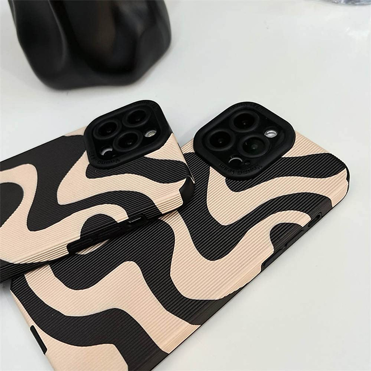 Ownest Compatible with iPhone 12 Mini Case with Fashion Simple Cute Zebra Stripes Pattern Case for Women Girls Soft Silicone Protection Case for iPhone 12 Mini-Black