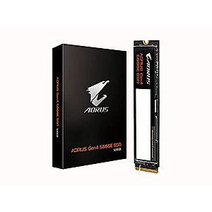 GIGABYTE AORUS Gen4 5000E SSD 500GB PCIe 4.0 NVMe M.2 Internal Solid State Hard Drive with Read Speed Up to 5000MB/s, Write Speed Up to 3800MB/s, AG450E500G-G