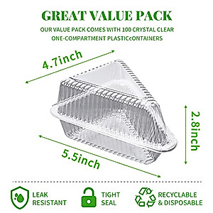 HIQQUGU 50 PCS Triangle Plastic Hinged Take Out Containers Clamshell Take Out Tray, Clear Plastic Take out Containers for Dessert, Cakes, Cookies, Salads, Pasta, Sandwiches (5.5x4x3 in)