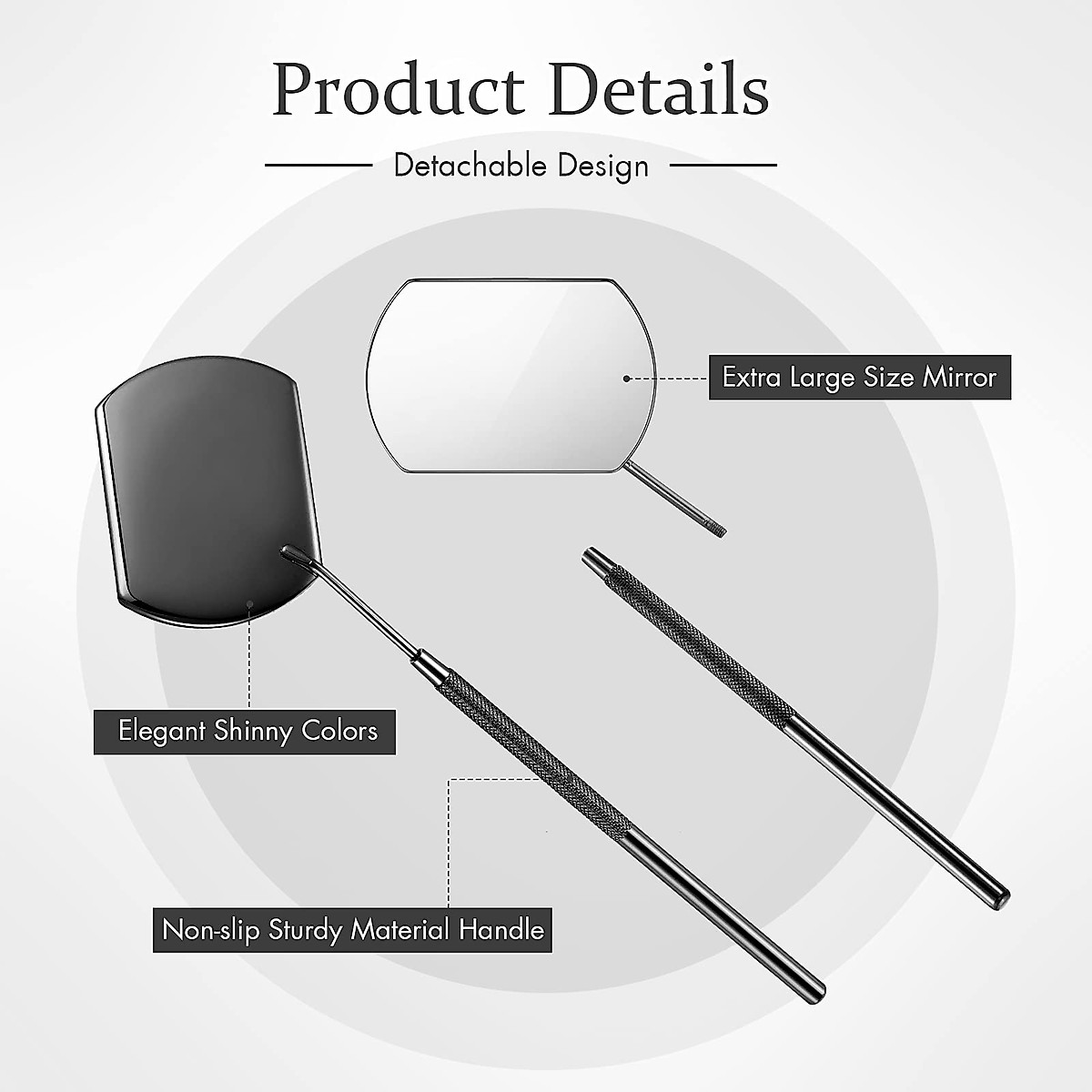 Eyelash Lash Mirror for Eyelash Extensions Eyelash Extension Mirror Large Square Mirror Stainless Steel Eyelash Mirror Lash Tools Beautiful Mirror with Storage Bag (Black)