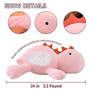 Toypocket 3.5lbs Weighted Dinosaur Plush 24", Soft Stuffed Dino Weighted Plush Animal Dinosaur Throws Pillows