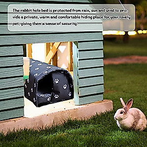 Bunny Cave Bed Small Animal Warm Nest Habitats Guinea Pig Hideouts Cage Accessorie for Hamster Rat Mice Chinchilla Flying Squirrel (Black)