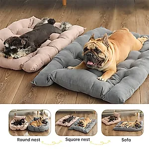 BaRdzo Multifunction Folding Square Cushion Pet Sofa Bed Waterproof Multi-Purpose Soft Dog House Mat Kennel (Color : D, Size : Small)