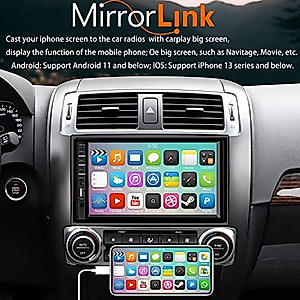 Double Din Car Stereo Wireless CarPlay Wireless Android Auto, 7inch Car Audio Receiver MP5 Player Car Radio Touchscreen with Bluetooth, Mirror Link, Backup Camera, FM, SWC, USB/AUX/TF/Subwoofer