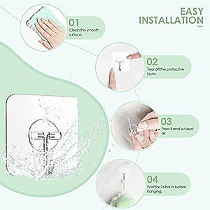 MEILIDY Adhesive Hooks, Transparent Self Adhesive Wall Hooks Heavy Duty Removable Waterproof Clear Plastic Sticky Hooks Seamless Utility Hooks for Bathroom Shower Kitchen Ceiling - 12 Pcs