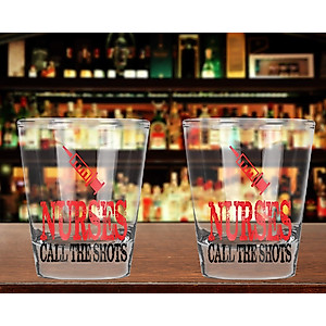 Crazy Bros Tees Nurses Call The Shots - Funny Birthday Idea for Nurses- 1.75 OZ Shot Glass (2)