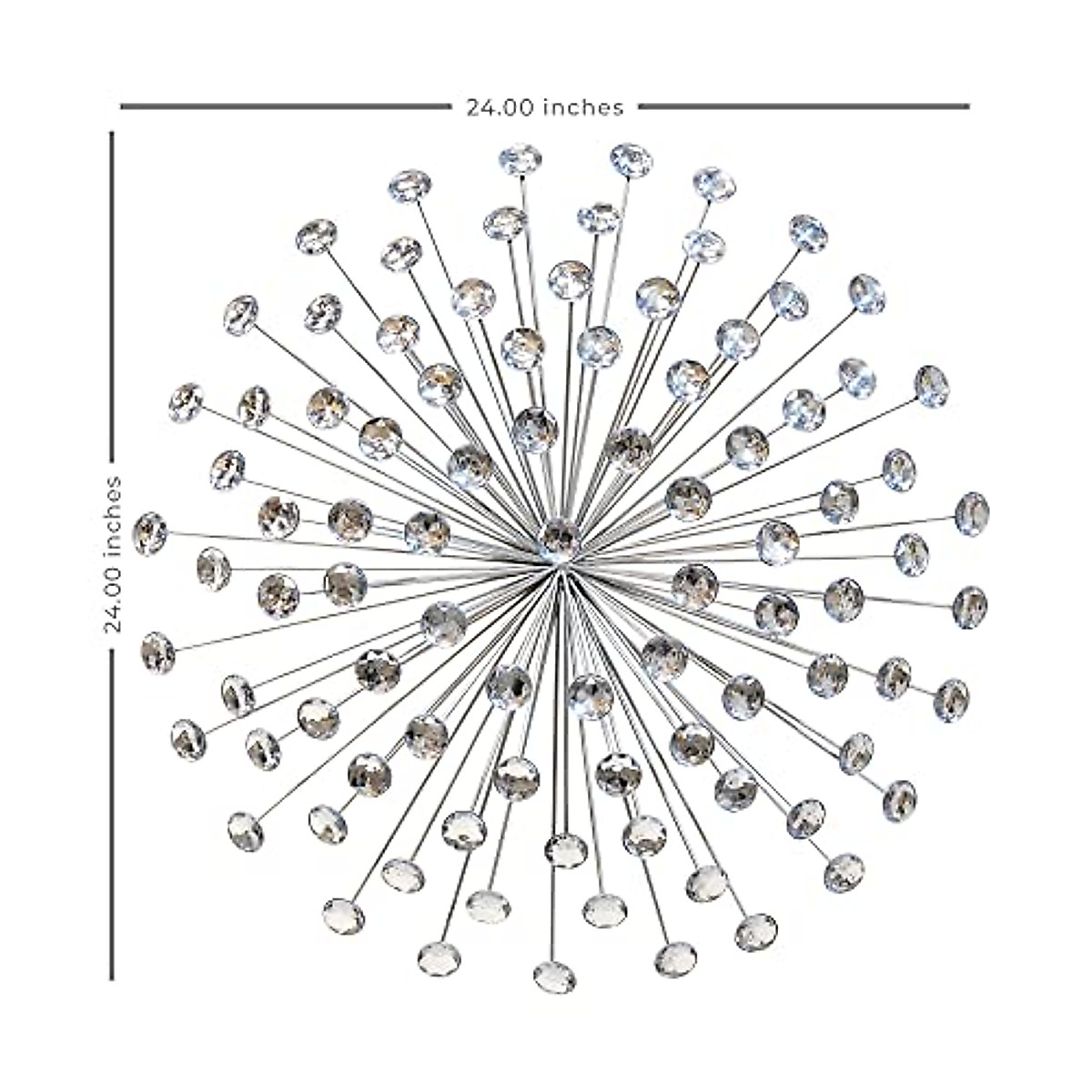 Stratton Home Decor SHD0192 Acrylic Burst Wall Decor, 24", Silver, 24.00 W X 5.00 D X 24.00 H