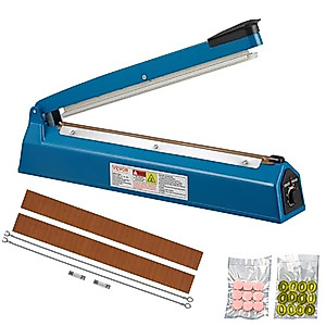 VEVOR Impulse Sealer 16 inch, Manual Heat Seal Machine with Adjustable Heating Mode, ABS Shrink Wrap Bag Sealers for Plastic Mylar PE PP Bags, Portable Poly Bag Sealing Machine with Extra Replace Kit