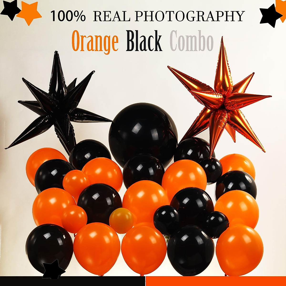Orange and Black Balloon Garland Arch kit 115pcs with mylar foil dtar Balloons for Sport bascket ball theme Birthday Graduations Prom fall Halloween Party Decorations
