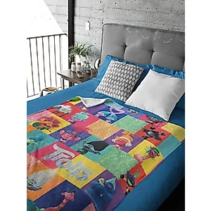 Trolls Blanket | Trolls Band Together Fleece Blanket | Trolls Throw Blanket | Soft Fleece Blanket | 45 x 60 Inches | Includes 2 Collectible Buttons | Officially Licensed