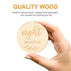 TOYANDONA 14pcs Wooden Baby Monthly Milestone Cards, Double Sided Baby Milestone Discs for Photo Props Baby Shower