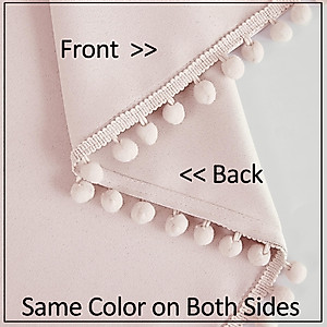 Pompom Blackout Curtains for Bedroom Pink Girls 84 inch Energy Efficient Thermal Insulated Living Room Darkening Curtain Panels for Kitchen Nursery Room 52" w x2 Panels Rod Pocket