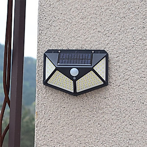 ERYUE Outdoor lamp, Solar Wall Light Motion Sensor 100 LEDs Outdoor Waterproof Solar LED Wall Lamp PIR Solar Powered Landscape Path Lights Auto On/Off for Fence Front Door Gate Balcony Yard Garden