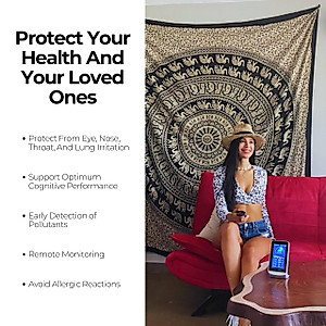 VitaliZEN Airwise Indoor Air Quality Quality Monitor, Portable, for Real-Time PM2.5, PM1.0, CO2, PM10, Volatile Compounds, TVOC, Formaldehyde, Temperature, and Humidity. Compatible with Android & iOS