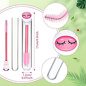 30 Pieces Disposable Eyebrow Brushes with Tubes Mascara Wand Tube Brushes Eyelash Mascara Brushes Diamond Eyelash Tubes with Transparent Cylinder Packaging for Women Girls Makeup (Pink)