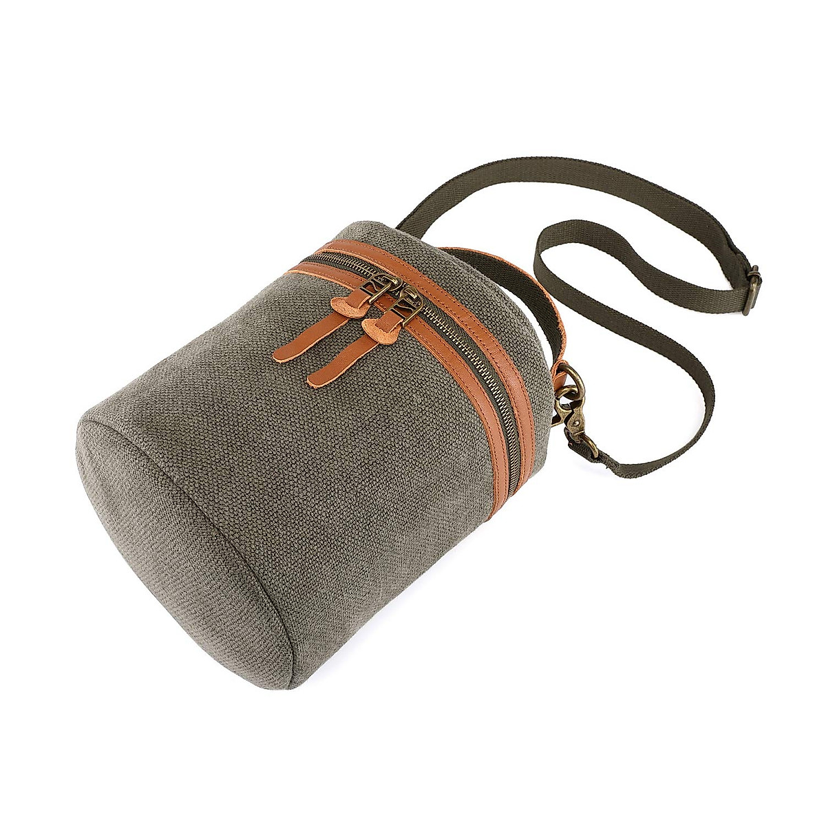 TSD Brand Pine Hill Canvas Bucket Bag (Olive)