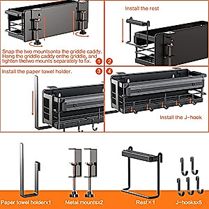 LIVOD Griddle Caddy for Blackstone Griddle Accessories, Blackstone Griddle Caddy Grill Accessories Storage Box for Blackstone 28”-36” Griddle, BBQ Accessories with a Magnetic Tool Holder Set