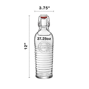 Bormioli Rocco Officina Water Bottle | 37.25 oz, Italian Glass Pitcher | Airtight Seal & Metal Clamp | Easy To Carry Handle, Dishwasher Safe & Eco-Friendly | Safe For Infused & Carbonated Drinks