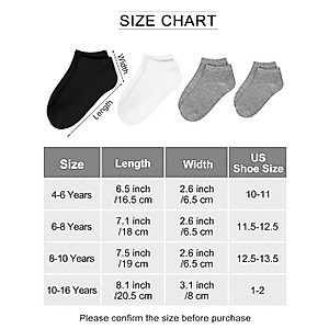 URATOT 24 Pairs Kids' Low Cut Socks Boys' or Girls' Half Cushion Socks Athletic Ankle Socks