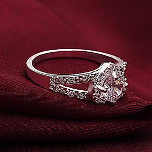 Bluelans Womens 925 Sterling Silver Plated Love Heart Crystal Diamonds Wedding Ring Promise Engagement Ring Anniversary Engagement Band Jewellery for Women Her Chriistmas Valentines Day Gifts US 9