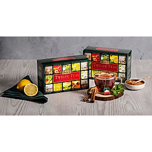 Ahmad Tea Variety Gift Box, 60 Foil Enveloped Teabags, Twelve Teas, 1 Count