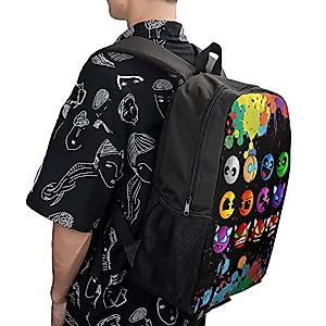 ONBJKPLG Geometry Dash Anime Backpack 17 Inch Cute Funny Bookbag Casual Laptop Daypack for Travel Picnic Camping