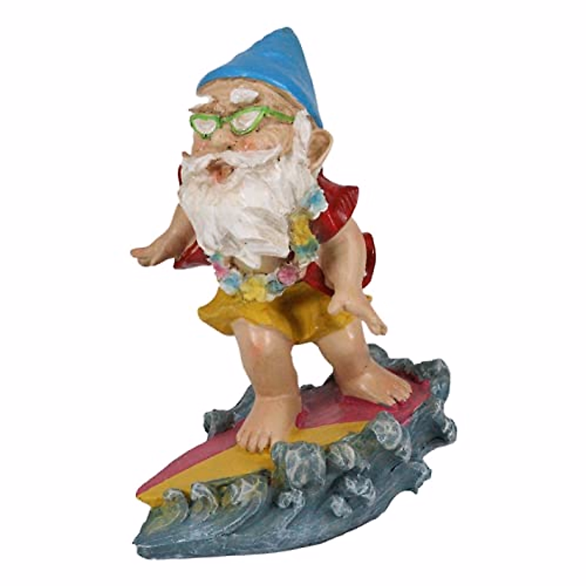Ebros Free Spirited Hippie Hawaii Themed Vacation Fairy Garden Gnome Holding Aloha Banner Figurine DIY Mr Gnomes Collection Statue Home Decor