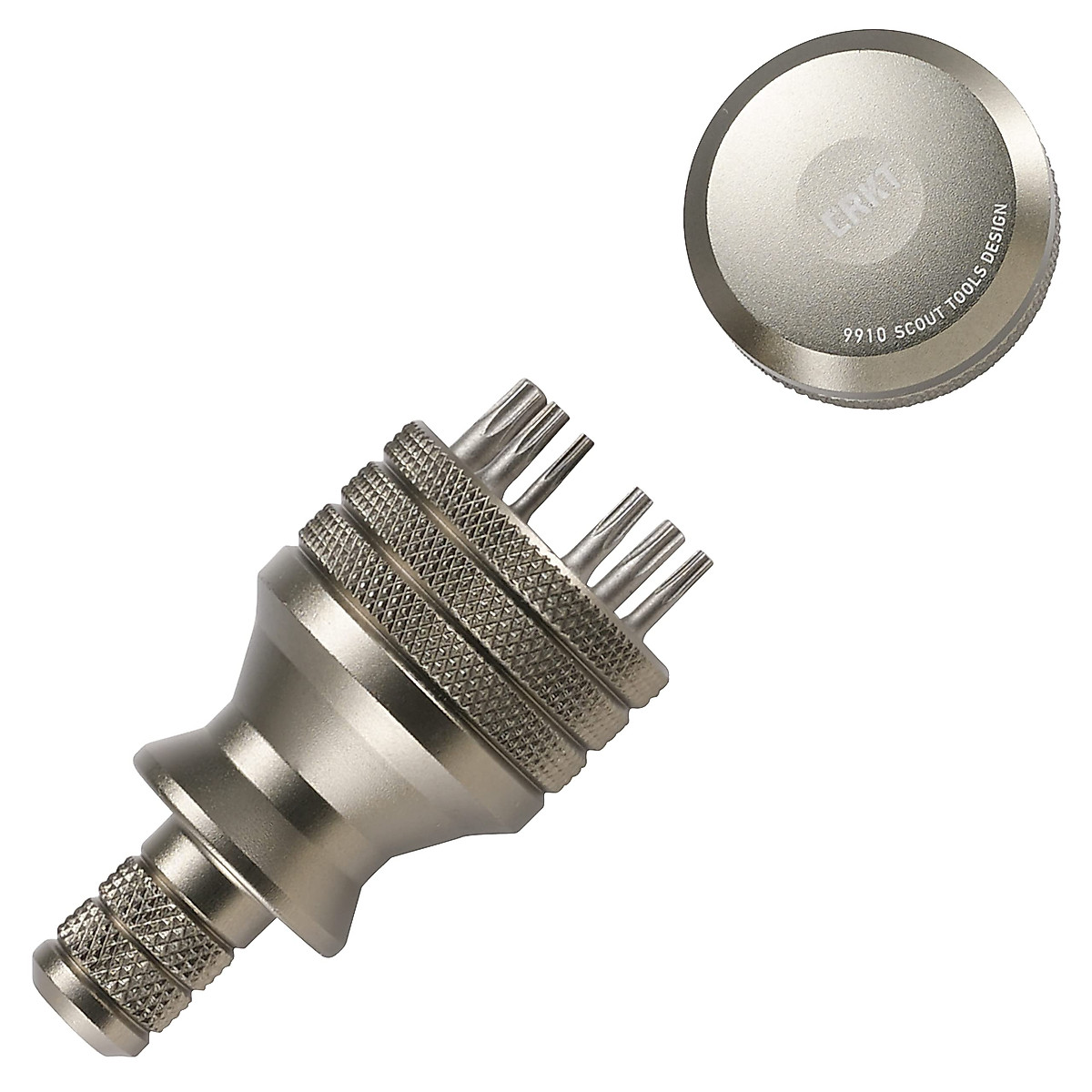 CRKT 6 Bit Driver Set: Compact & Lightweight Everyday Carry, Anodized Aluminum Handle, Includes 6 Torx Bits 9910