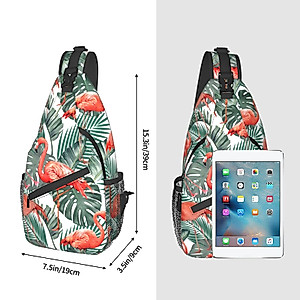 Docsckus Unisex Waterproof Sling Bag Casual Crossbody Shoulder Backpack Chest Daypack for Men Women Travel Sport Hiking Gym Flamingo