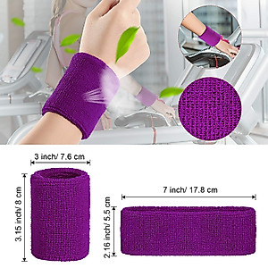 SATINIOR 80s Leg Warmers Set for Women Neon Workout Outfit, 80s Costumes Accessories Leg Warmers Running Headband Wristbands for Girls Party (Purple)