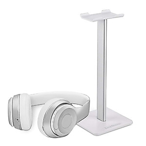 Link Dream Headphone Stand Headset Holder Gaming Headset Holder with Aluminum Supporting Bar Flexible Headrest Anti-Slip Earphone Stand for All Headphones, White