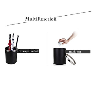 WUHE Trash Bins Black Stainless Steel Trash Can,touchless,for Bedroom/Living Room/Office,Thickened,Open Top Trash Can,Wastebasket,Garbage Container Bin Trash can Pretty