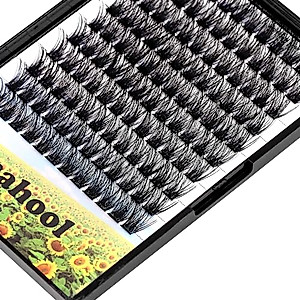 Hannahool Handmade D Curl 10-20mm to Choose 120Pcs Natural long Individual Thick Base Cluster Eyelashes Dramatic Look DIY Volume Eye Lashes Extensions (14mm)
