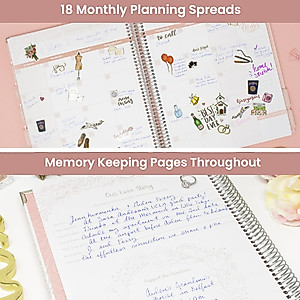 bloom daily planners Wedding Planner & Organizer/Hardcover Keepsake Journal with Essential Planning Tools - Checklists, Vision Boards, Tips & More - 9"x11" - Silver Floral (Undated)