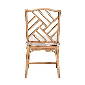 Baxton Studio Rio Dining Chair, One Size, White/Natural Brown