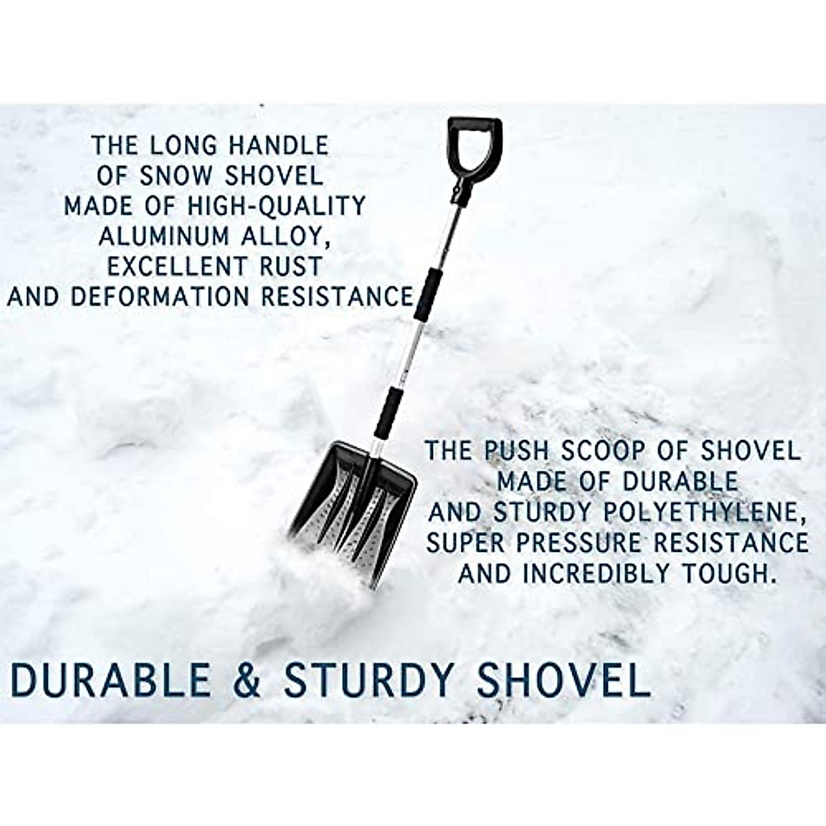 43" Retractable Snow Shovel, Aluminium Alloy Snow Sand Mud Removal Tool for Car Outdoor Camping and Garden, Detachable Three-Piece Construction