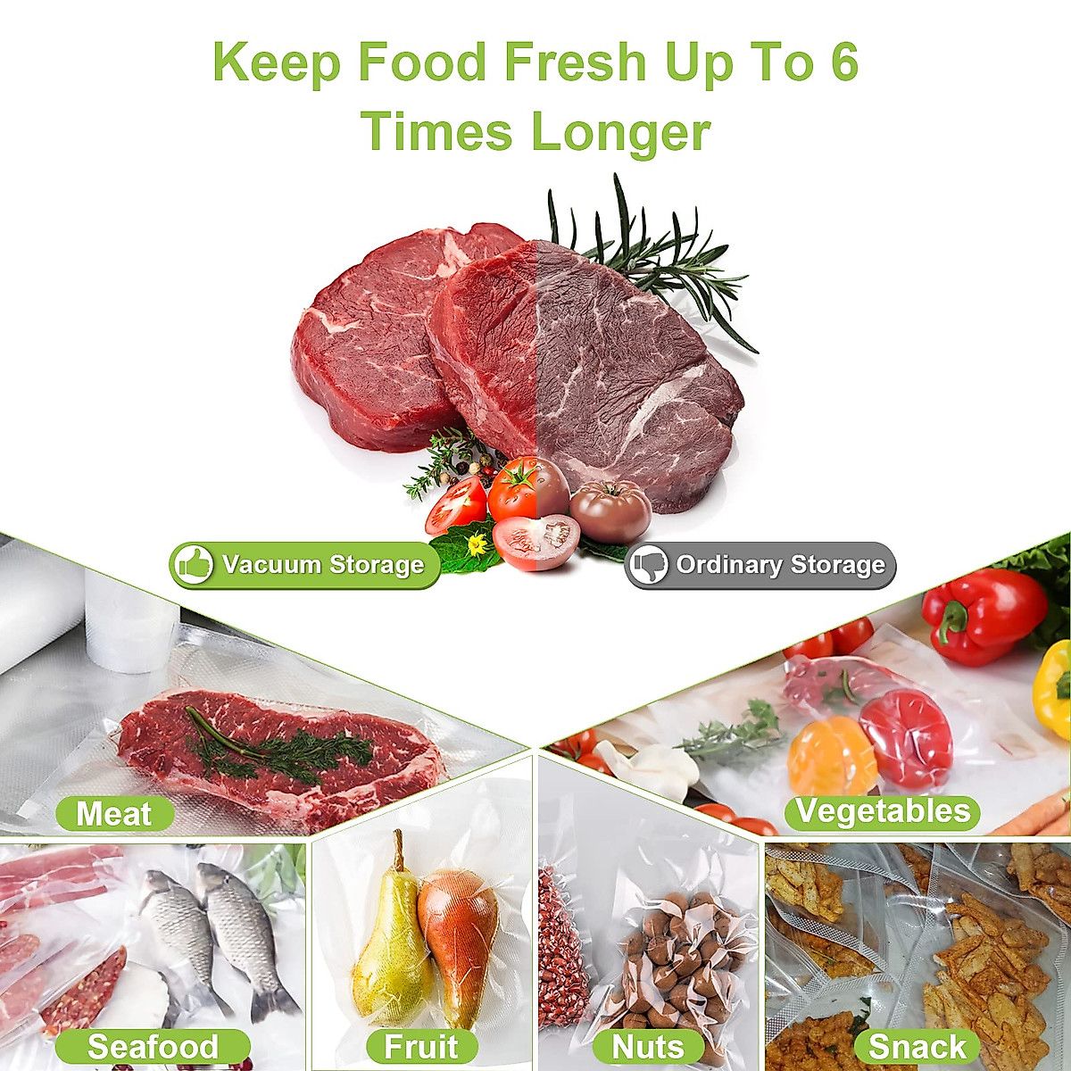 Gokilife Vacuum Sealer Bags, 8" x 20' 10" x 20' 11" x 20' Food Vacuum Bags Rolls 3 Pack, BPA Free, Heavy Duty, Cut to Size Roll for Vac Storage, Meal Prep or Sous Vide