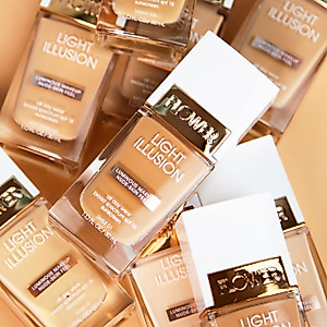 FLOWER BEAUTY By Drew Barrymore Light Illusion SPF Foundation - Blendable + Buildable - Natural Finish - Lightweight Formula (Porcelain)