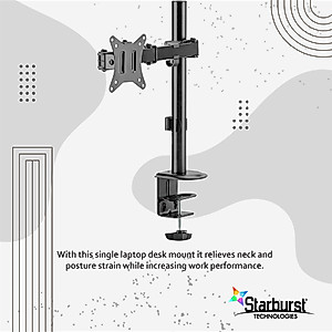 Starburst Technologies Flexion Series Desk Mount Monitor Stand, Heavy Duty Fully Adjustable Stand for LED-LCD Monitor up to 27" w/Grommet Desk Mount, Single-Monitor Steel Articulating Monitor Mount