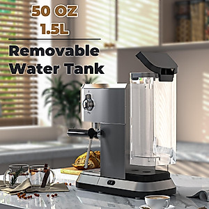 avigator 20 Bar Automatic Espresso Machine, Programable Espresso Maker with 50 Oz Removable Water Tank, Compact Cappuccino/Latte Machine with Milk Frother/Steam