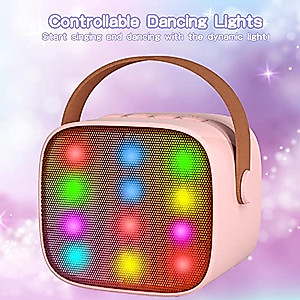 YLL Kids Karaoke Machine, Portable Bluetooth Speaker with Wireless Microphone for Adults, Karaoke Toys Gifts for Girls Ages 4, 5, 6, 7, 8, 9, 10, 12 +Year Old Birthday Party (Pink)
