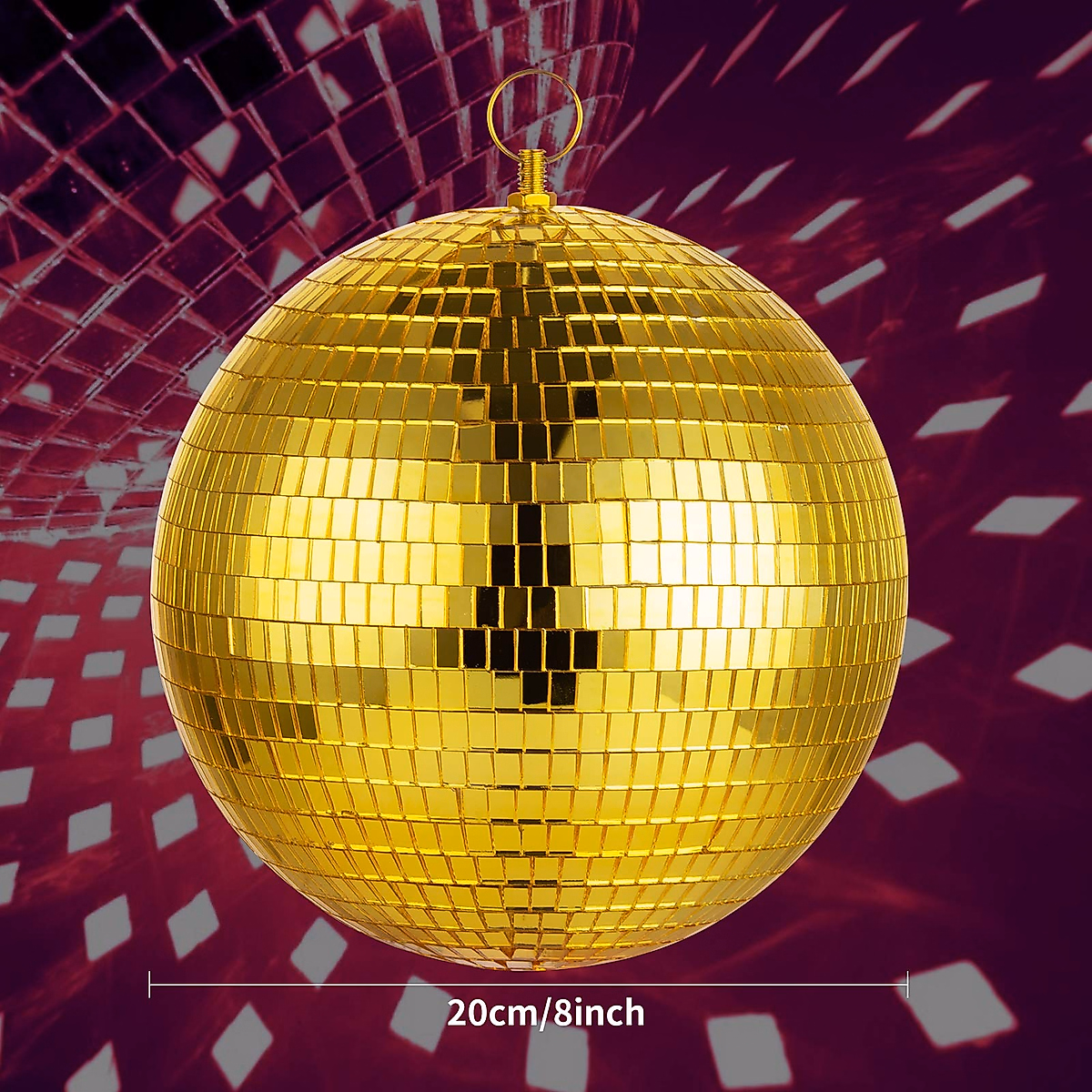 Disco Ball, LEEUEE Gold Mirror Ball Large Ceiling Hanging Disco Ball Lighting Party Decoration for Home Room Dance Parties Bar Pub Xmas Wedding Show Club (8 INCH)