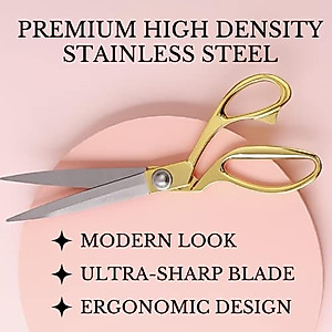Stainless Steel Scissors Gold Scissor Professional Heavy Duty Sharp Scissors 10.5" Scissors All Purpose Fabric Scissors Professional Sharp Scissors Heavy Duty Craft Scissors Heavy Blades Scissors