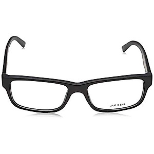 Prada Heritage PR 16MV 1BO1O1 Matte Black Plastic Rectangle Eyeglasses 55mm