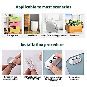 Self Adhesive Caster Wheels,Trash Can Mini Swivel Wheels,Storage Box Stainless Steel Paste Universal Wheel,Adhesive Wheels for Furniture,Double Bead 360 Degree Rotation Sticky Pulley(16 PCS,Black)