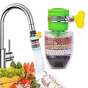 TIANSDL Faucet Tap Water Filter, Activated Carbon Kitchen Tap Filter, Removes Chlorine Fluoride Heavy Metals Splash-Proof Multifunctional Filter Cartridge (Color : Green)